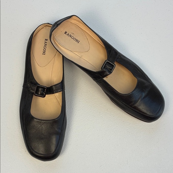 Randoni | Shoes | Rangoni Mary Jane Mules Black Leather Slip On Flats ...